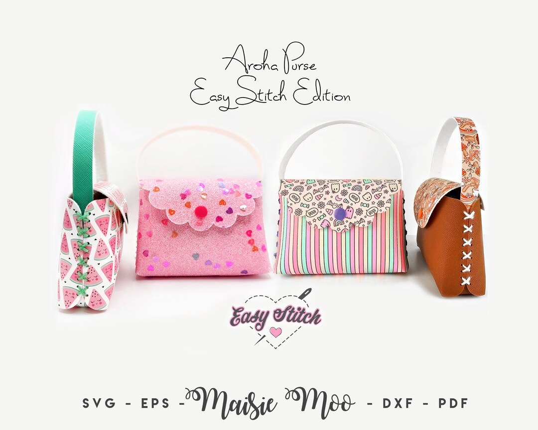 Easy Stitch Aroha Purse Bag SVG Template Hand Stitched Faux Leather ...