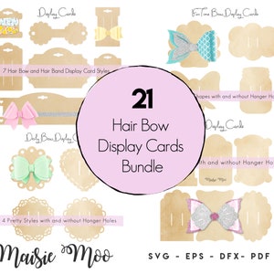 Bow Card SVG Bundle Bow Display Card, Hair Clip Card DXF, Bow Card ...