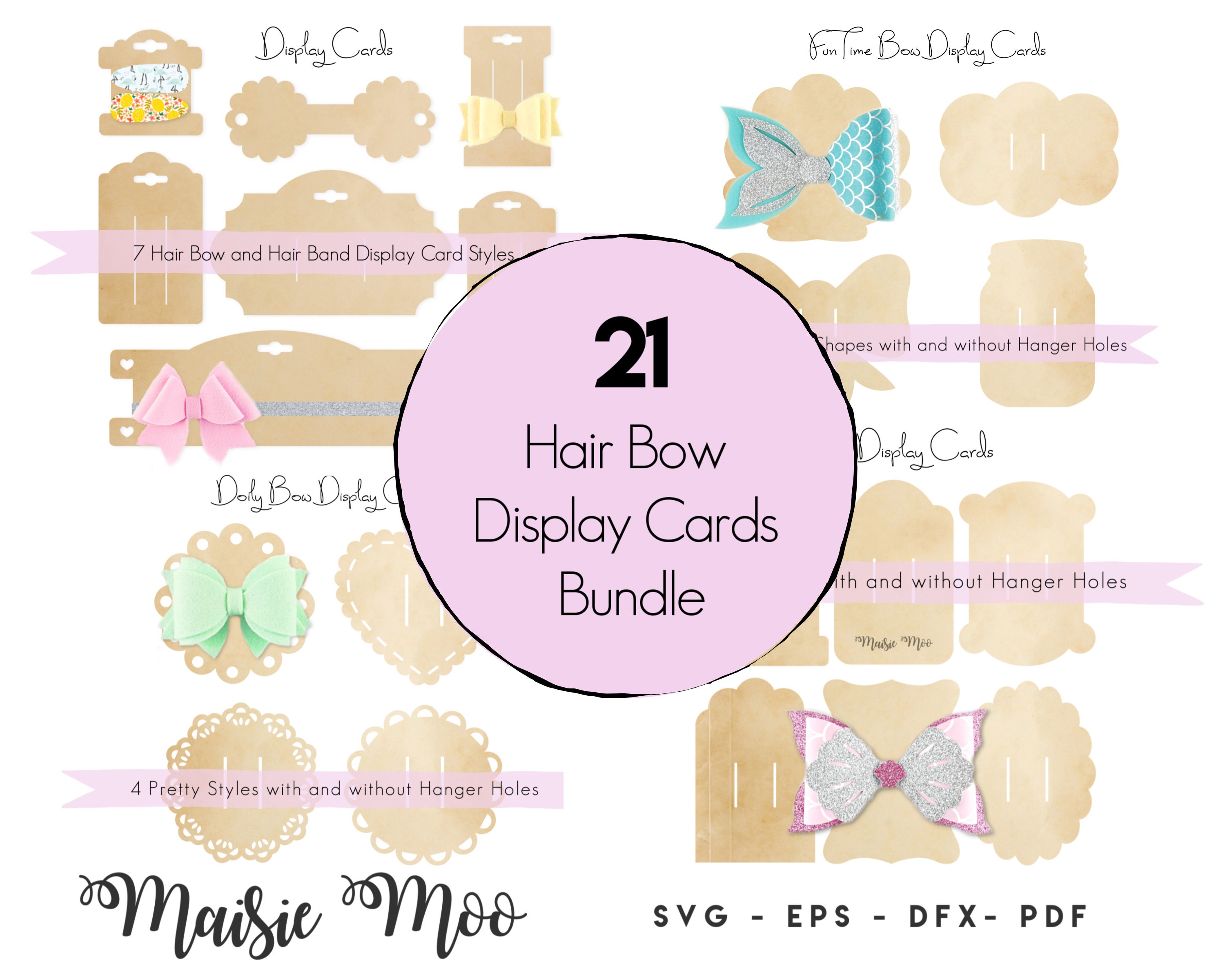 Bow Card SVG Bundle Bow Display Card Hair Clip Card DXF Bow | Etsy