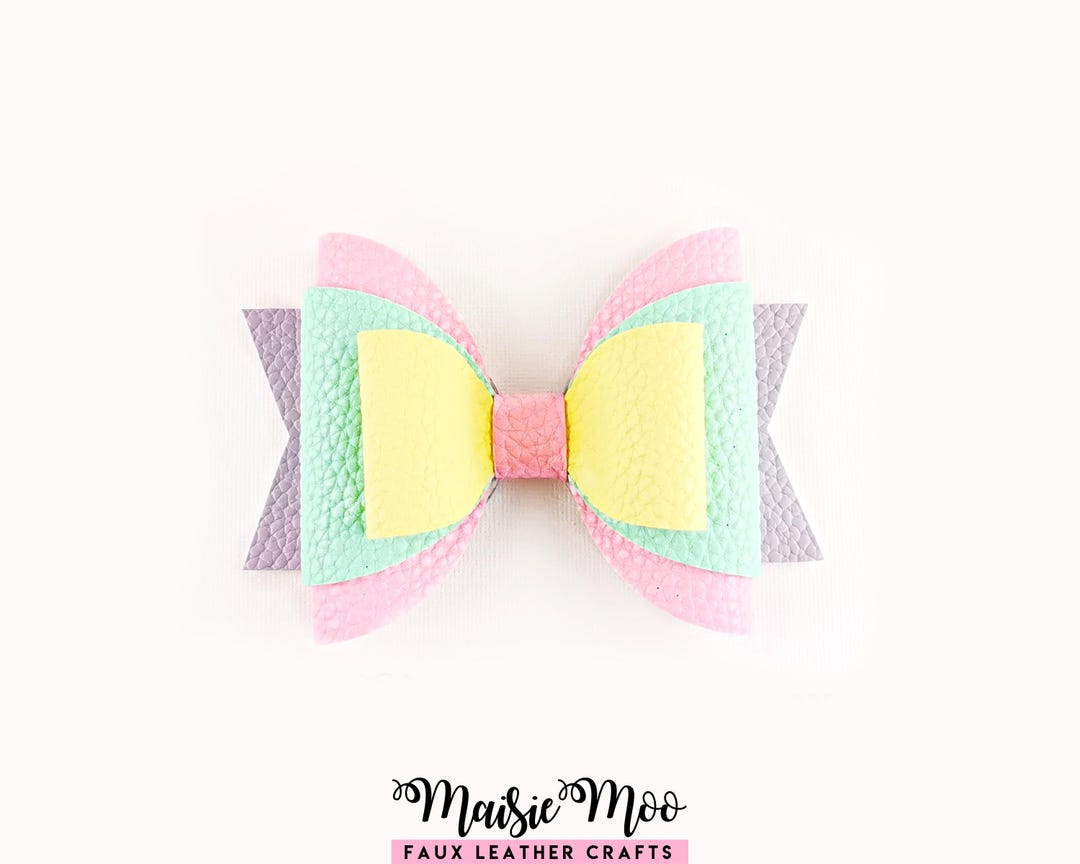 Faux Leather April Bow SVG Template, Layered Hair Bow (PDF) Svg Files ...