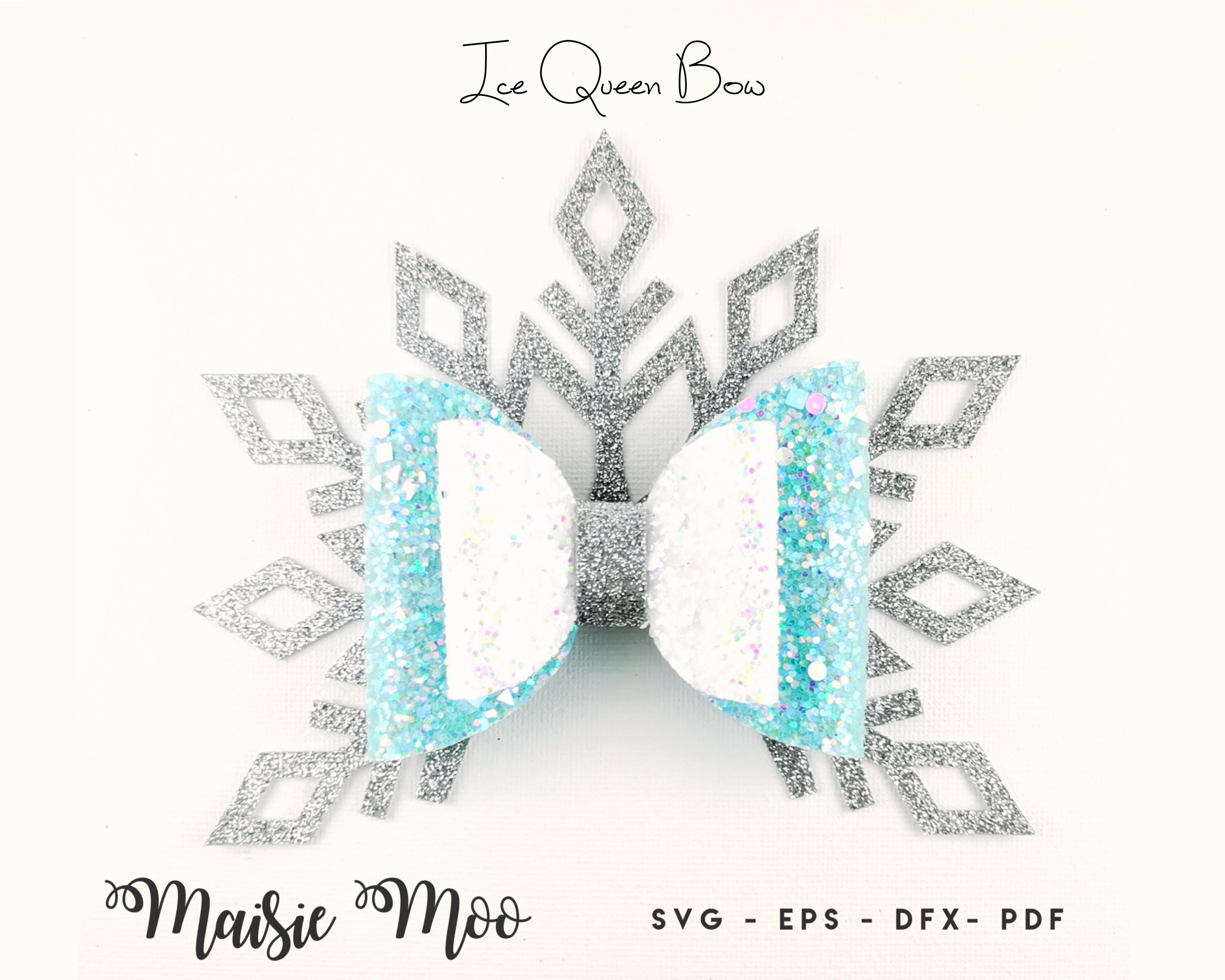 Christmas Bow Template Ice Queen Winter Bow SVG Hair Bow - Etsy