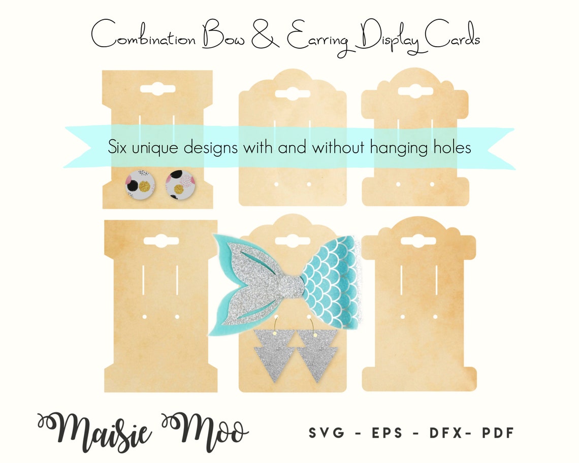 Combined Bow and Earring Card SVG Bow Display Card Template - Etsy