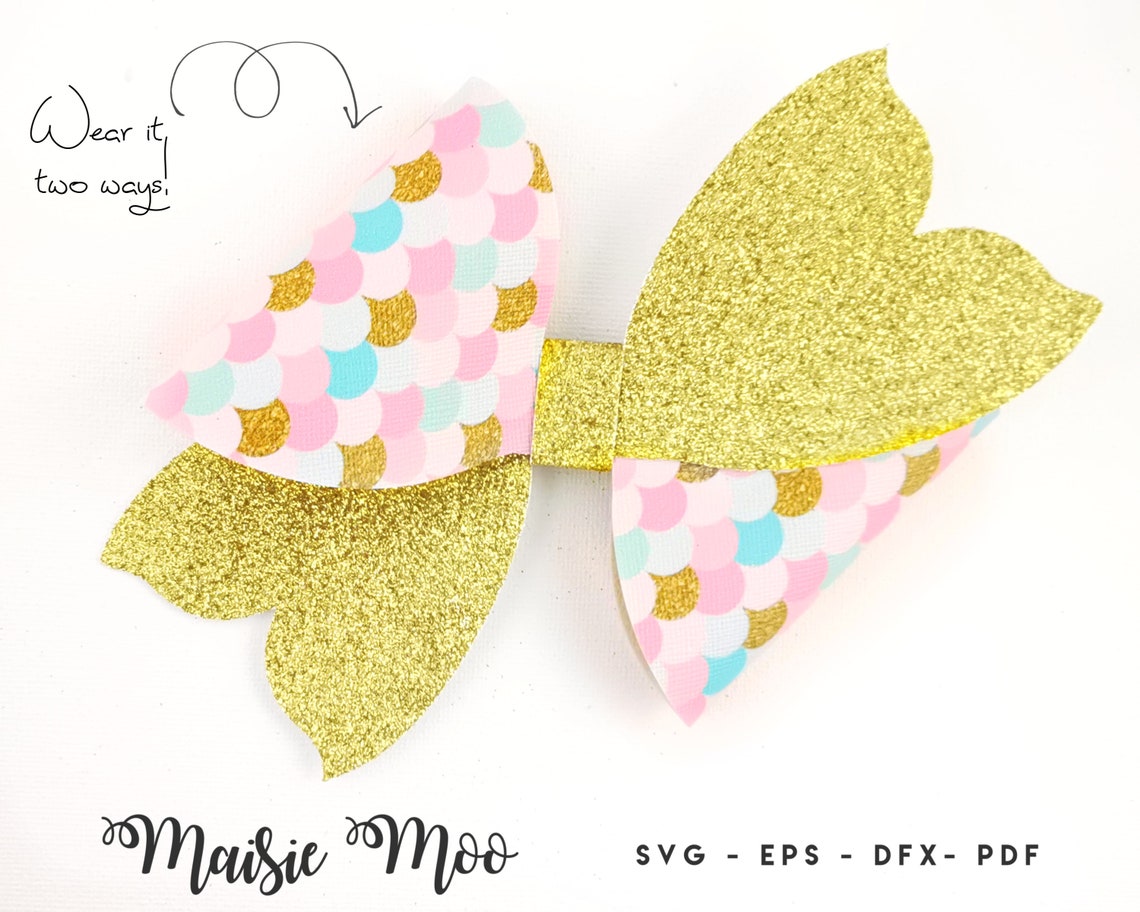 Mermaid Tail Bow Template SVG Bow SVG Felt Bow PDF Shell - Etsy New Zealand