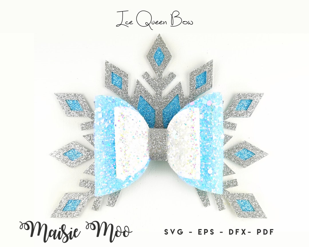 Christmas Bow Template Ice Queen Winter Bow SVG Hair Bow - Etsy