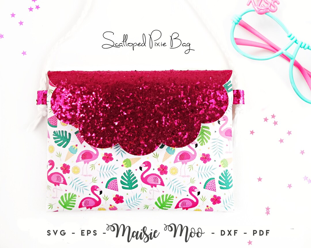 Faux Leather Bag SVG Template, Scalloped Girls Purse SVG, Toddler Handbag SVG Cross Body Pixie ...