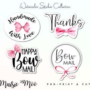 Bow Stickers PNG, Thank You, Happy Bow Mail, Handmade With Love Small ...