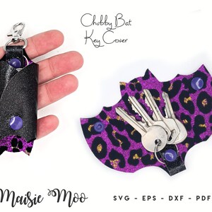 Goth Bat Wing Keychain SVG | Mans Bat Key Cover Template Key Wrap Bag ...