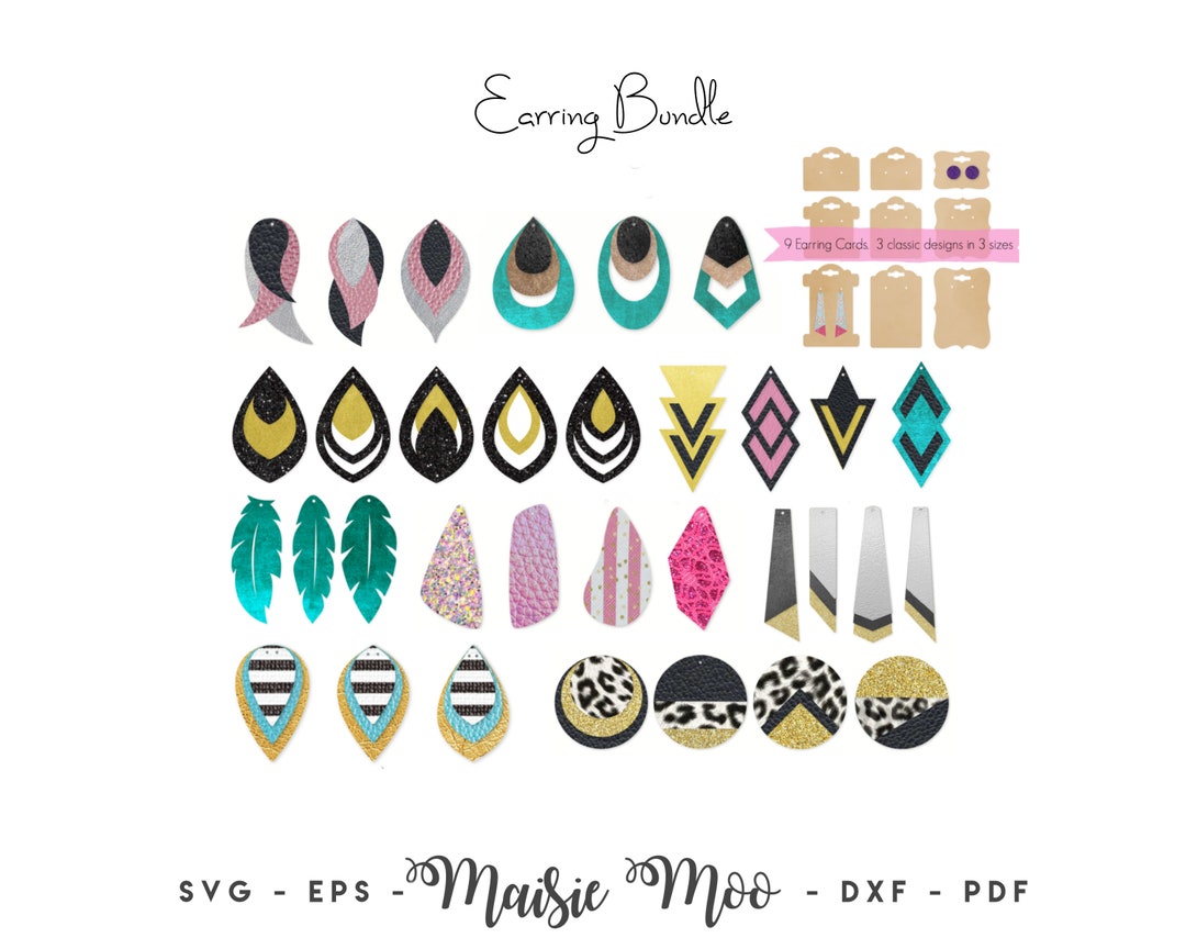 Earring SVG Bundle | Faux Leather Earring Template Bundle | Cricut ...