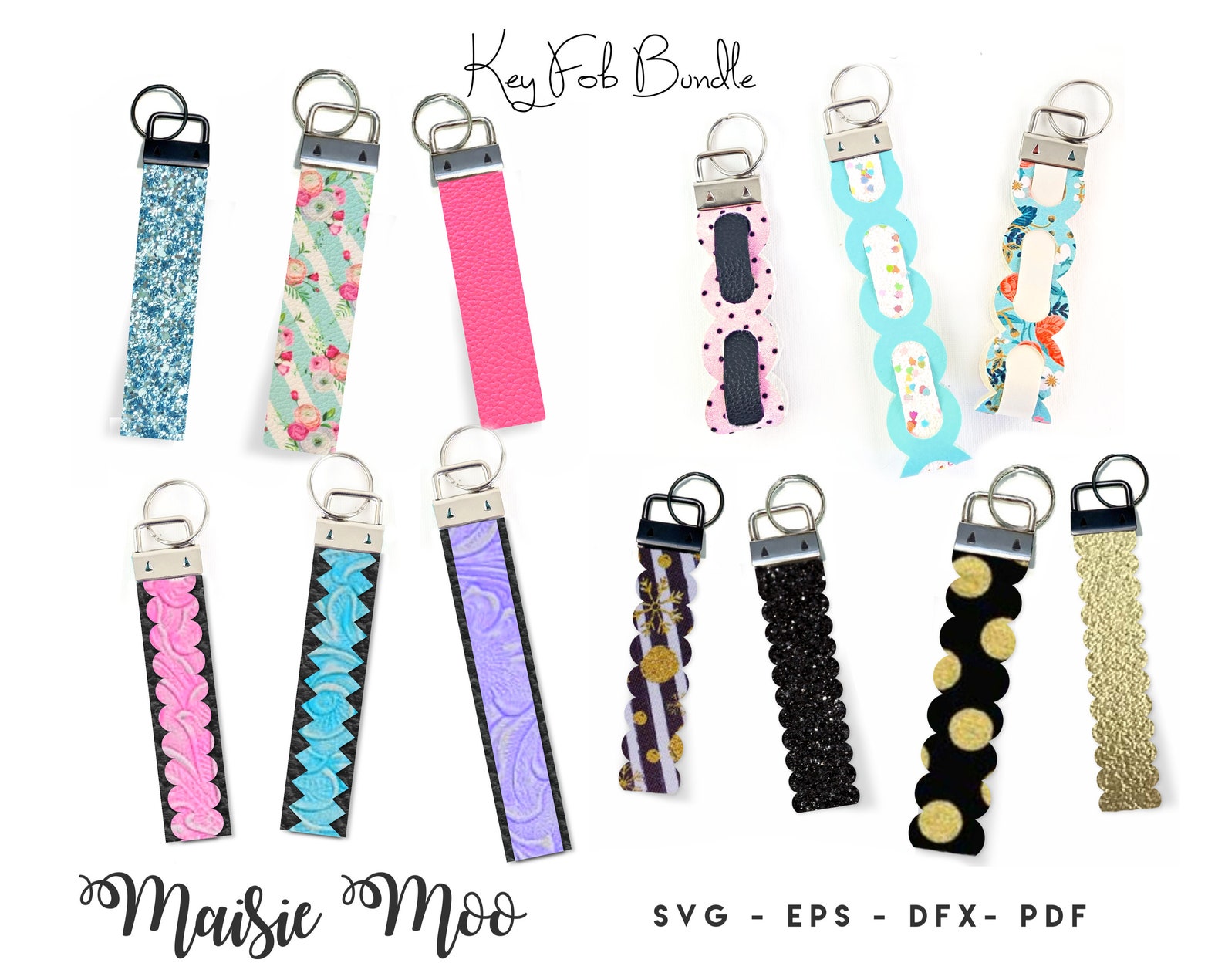 Key Fob SVG Bundle Keychain Wrist Fob Template Collection - Etsy