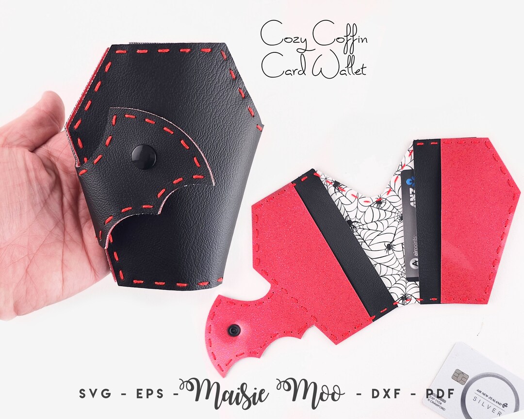 Coffin Card Wallet SVG Pattern, Halloween Card Holder Folded Pocket ...