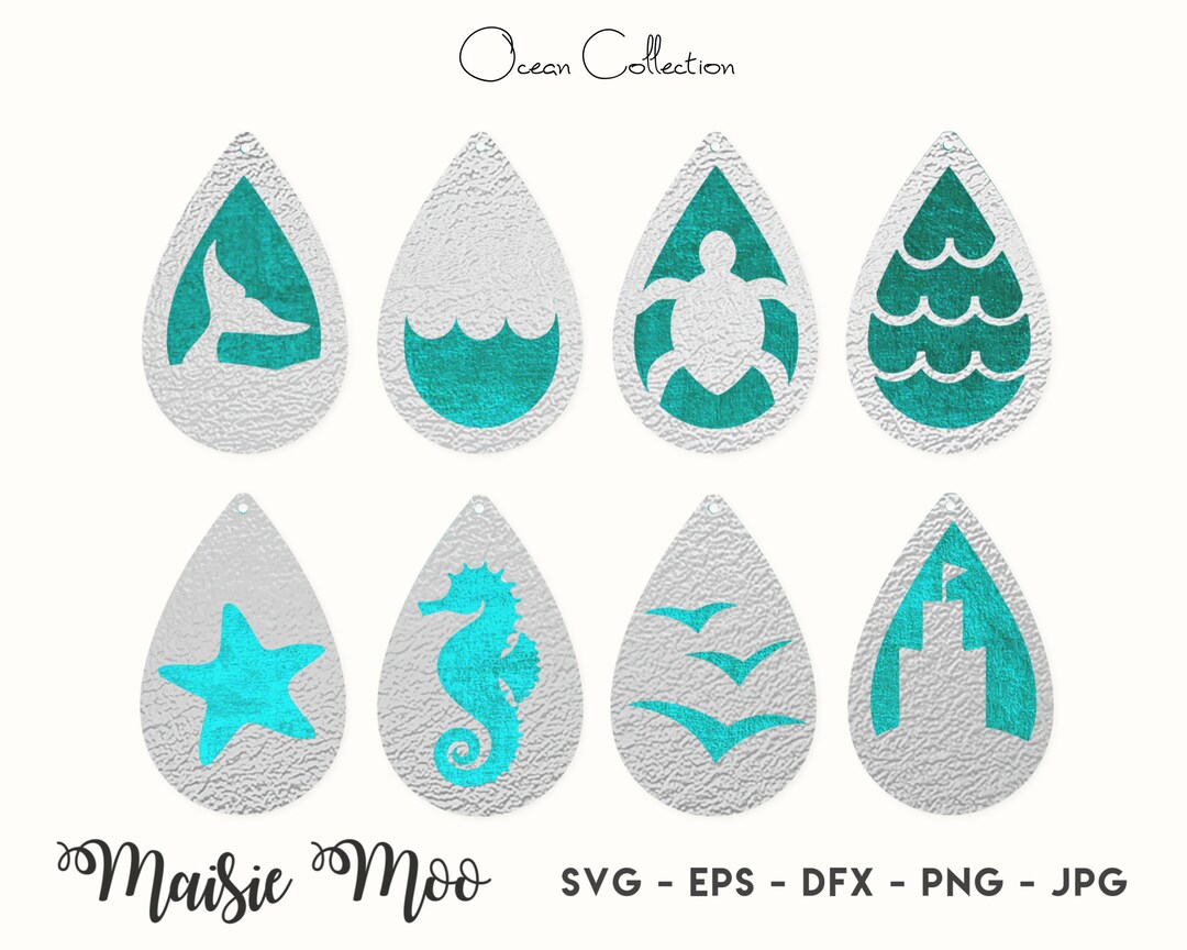 Earring Templates Ocean Earring SVG Cricut Earring Template Teardrop ...