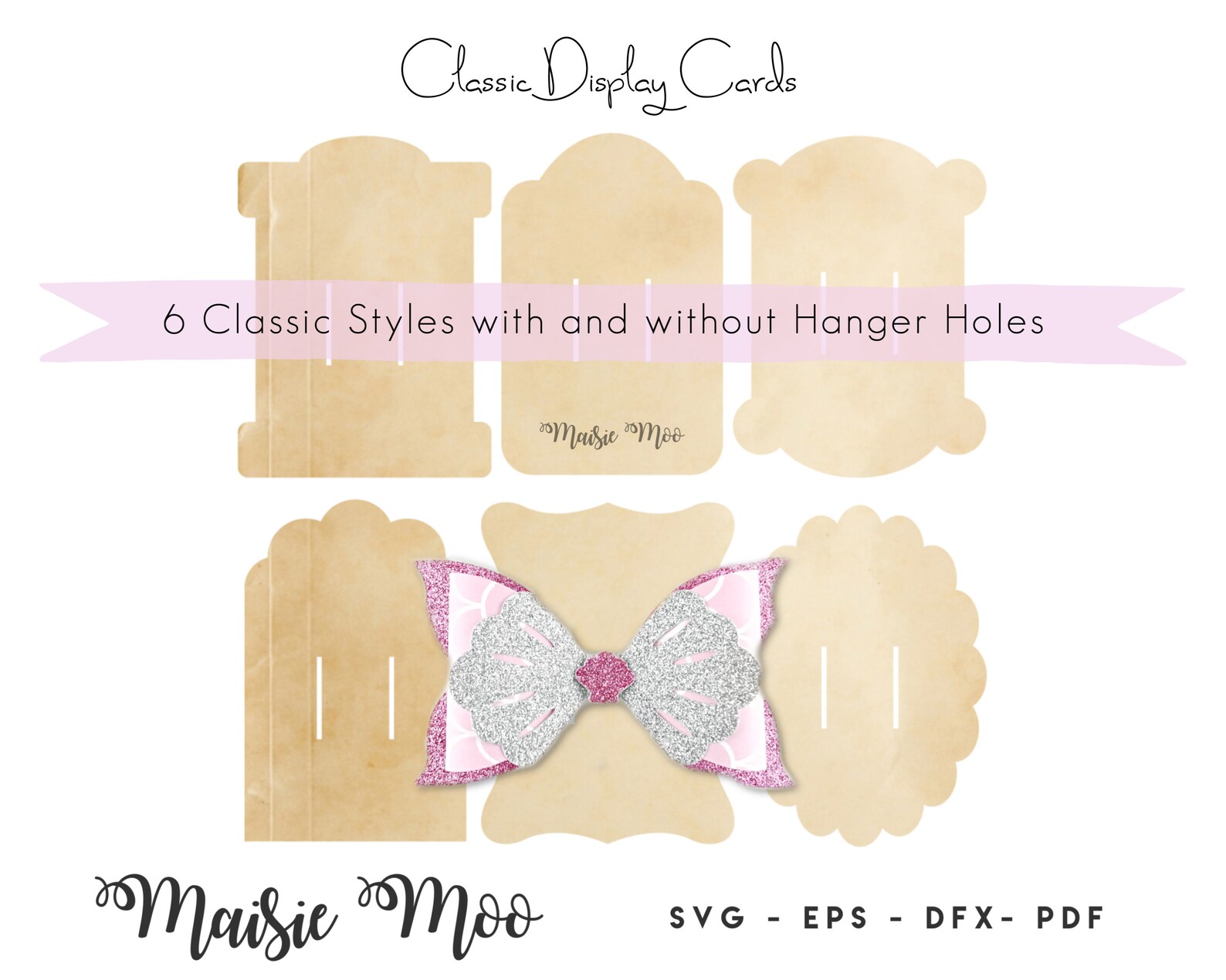 Bow Card SVG Bundle Bow Display Card, Hair Clip Card DXF, Bow Card ...
