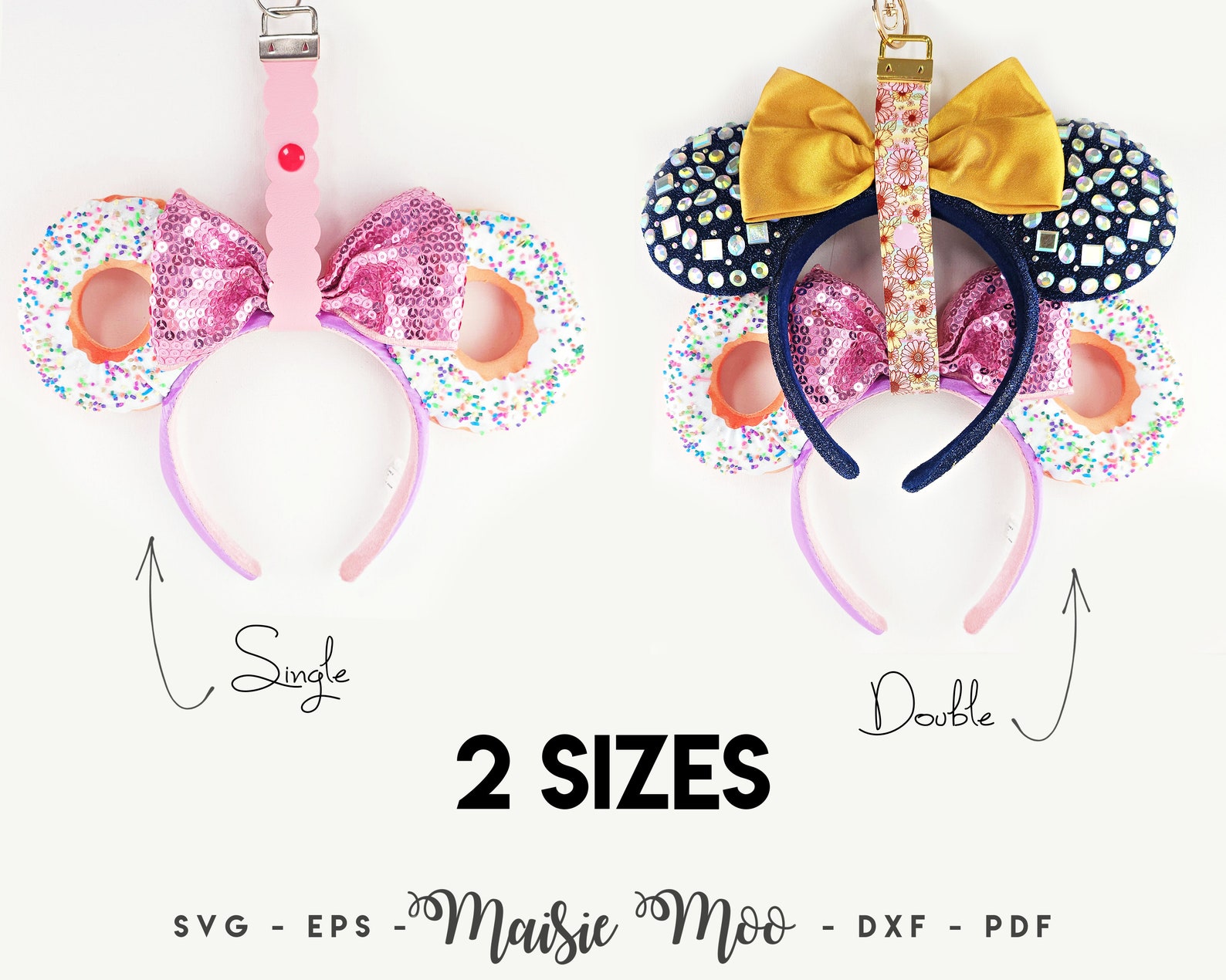 Mouse Ear Holder SVG, Faux Leather Headband Ear Holder Bag Clip, Mouse ...