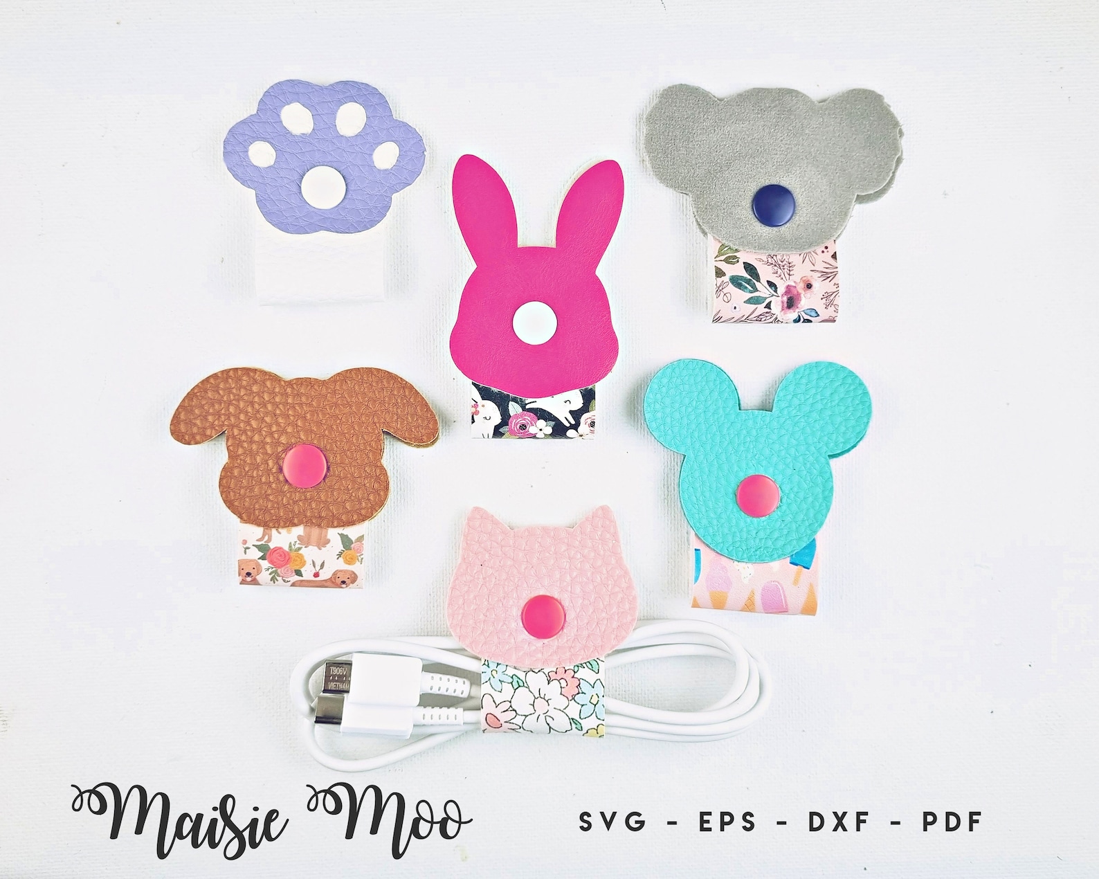Animal Cable Organizer SVG, Critter Cord Tidy Template, Earphone Holder ...