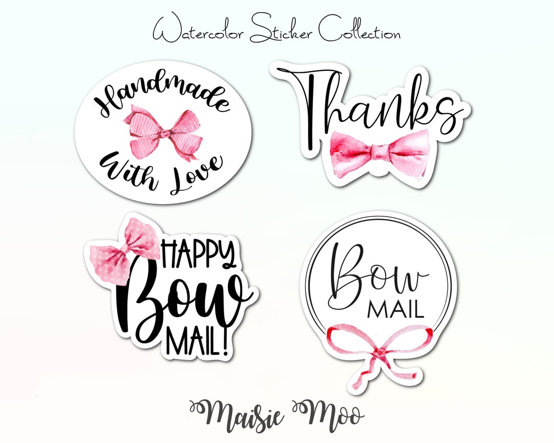 Bow Stickers PNG, Thank You, Happy Bow Mail, Handmade With Love Small ...