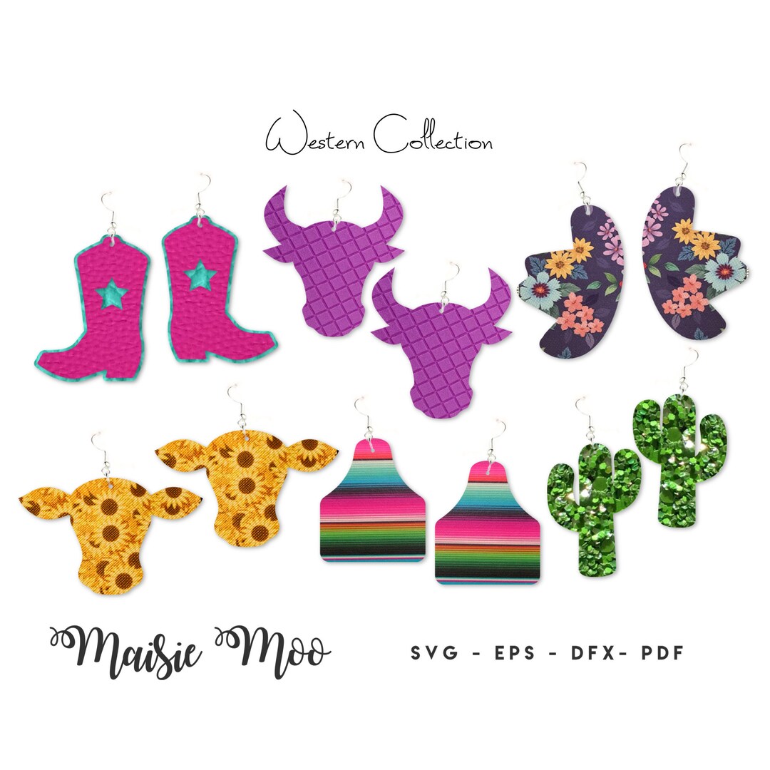 Cowgirl Western Earring SVG Faux Leather Earring Templates - Etsy