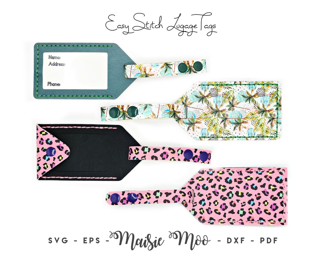 Luggage Tag SVG | Easy Stitch Travel Tag Template | Faux Leather Bag ...