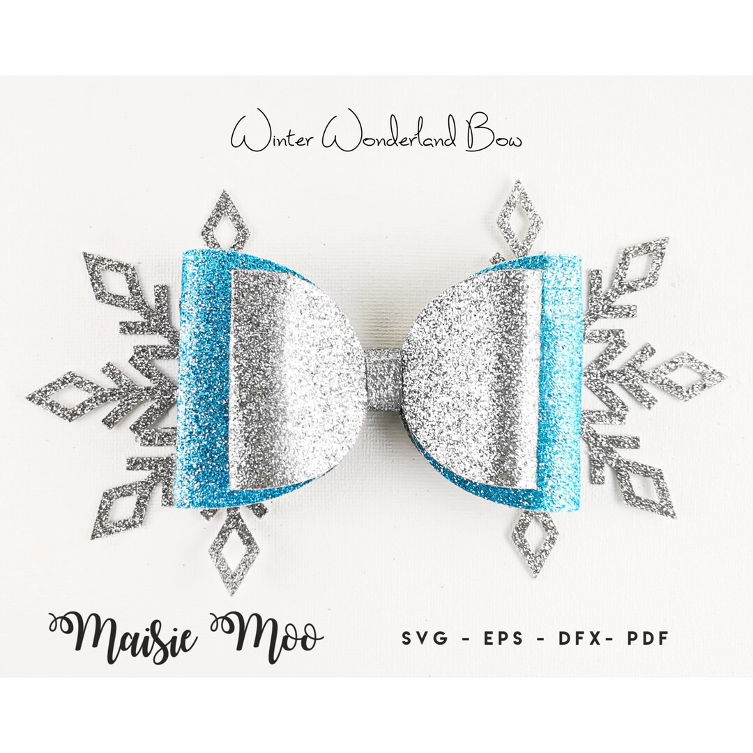 Christmas Snowflake Bow Template Winter Bow SVG Hair Bow - Etsy