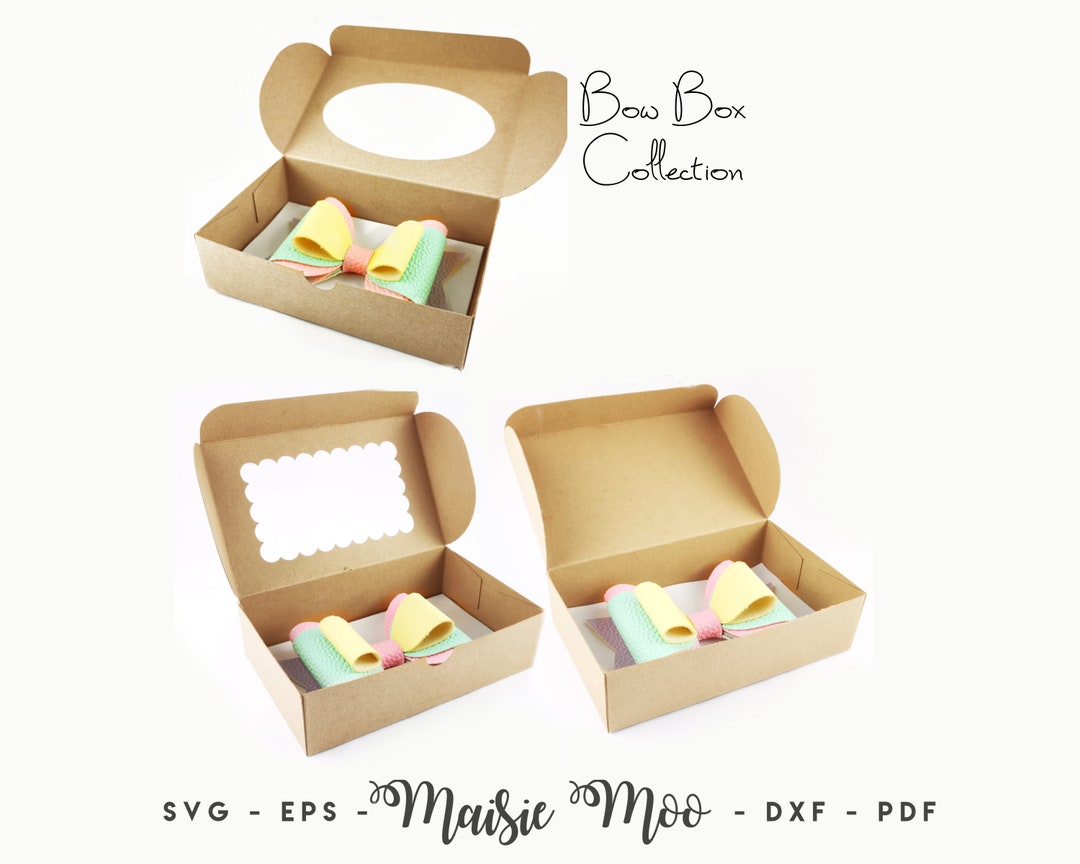Bow Box Bundle SVG, Bow Display Box Template, Hair Bow Gift Box DXF ...