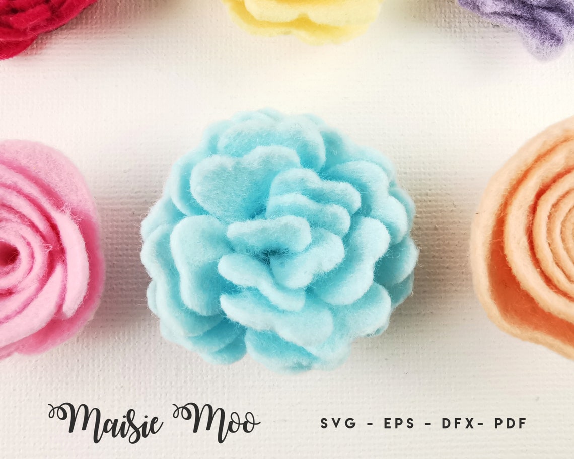 Rolled Felt Flower SVG Felt Flower Template felt Flower PDF - Etsy