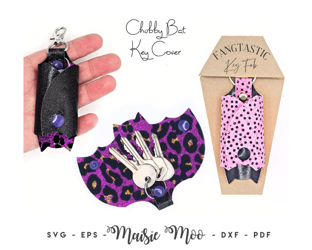 Goth Bat Wing Keychain SVG | Mans Bat Key Cover Template Key Wrap Bag ...
