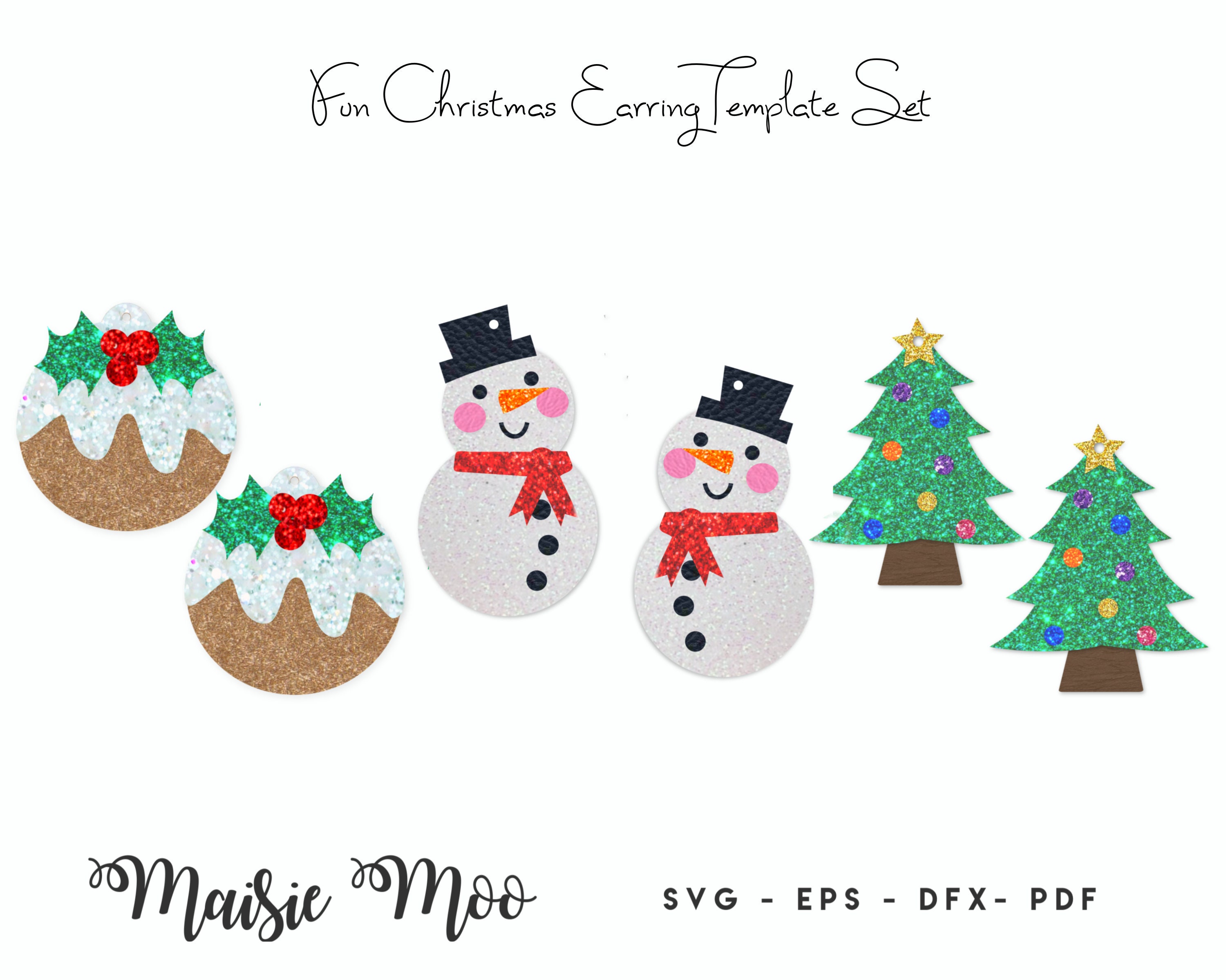 Christmas Earring Templates Christmas Tree Earring SVG | Etsy