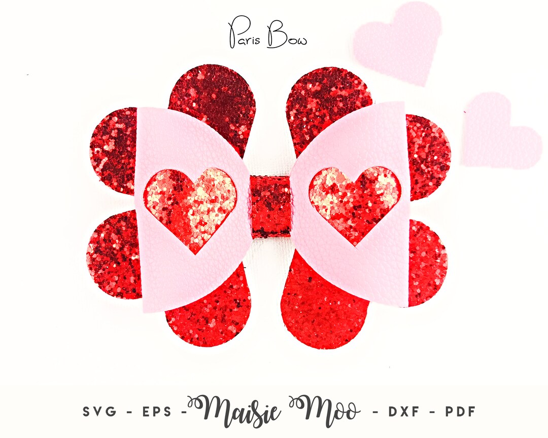 Heart Bow SVG, Love Heart Bow Template, Paris Valentine Bow SVG, Sweet ...