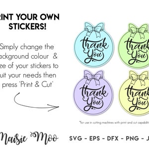 Bow Thank You Stickers SVG, Bow Display Card, Hair Clip Card DXF, Bow ...