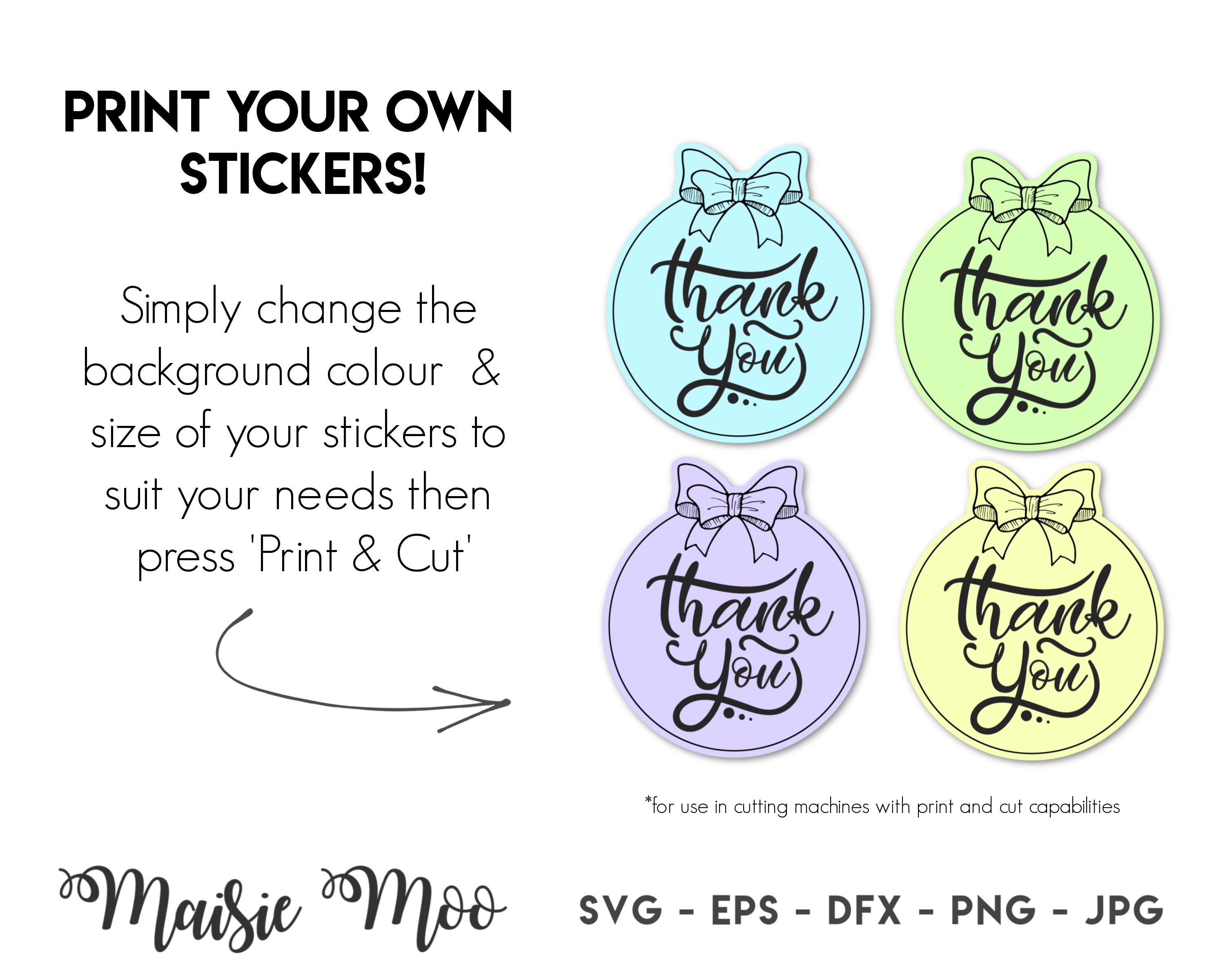 Bow Thank You Stickers SVG Bow Display Card Hair Clip Card | Etsy