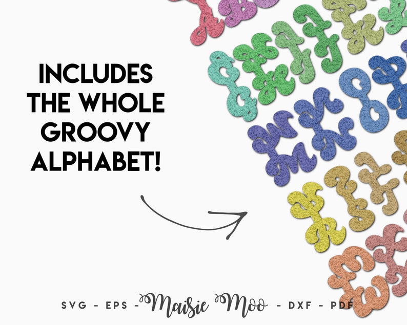 Groovy Alphabet Keychain SVG | Retro Letter Bag Charm Fob Template ...