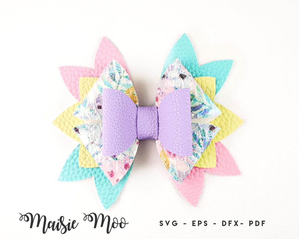 Springtime Bow Template Faux Leather Bow SVG Asymmetric Bow - Etsy