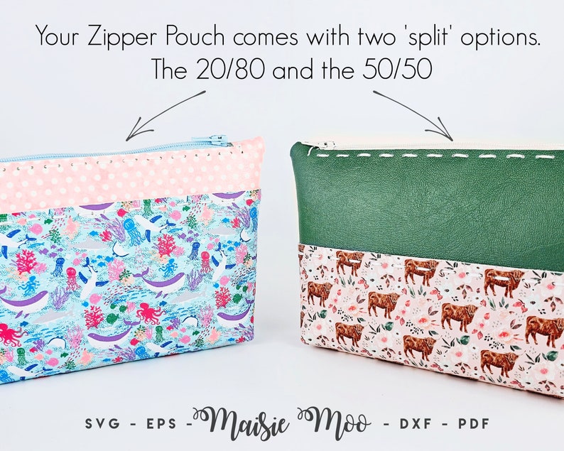 Zipper Pouch Pattern, Faux Leather Purse SVG, Make-up Bag Sewing ...