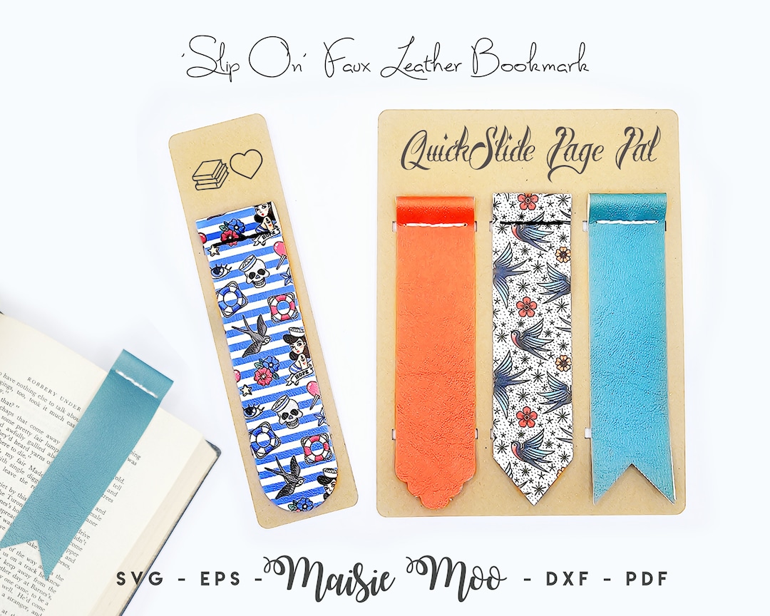 Faux Leather Bookmark SVG, Slide on Page Keeper Template, Book Lover ...