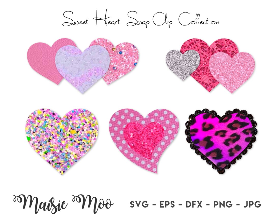 Heart Snap Clip SVG Valentines Snapclip Template Love Heart - Etsy