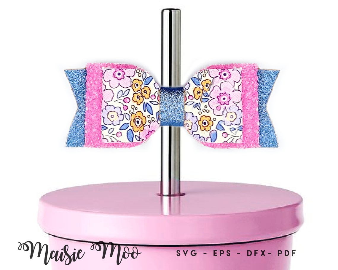 Bow Straw Topper SVG Faux Leather Bow Topper Tumbler Bow - Etsy