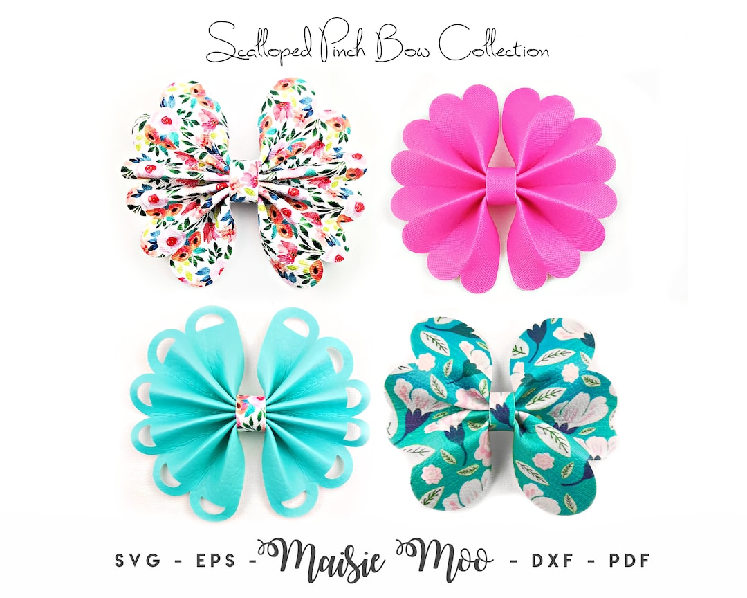 Pinch Bow SVG Bundle Scalloped Pinch Bow SVG Ruffle Pinch Bow Template ...