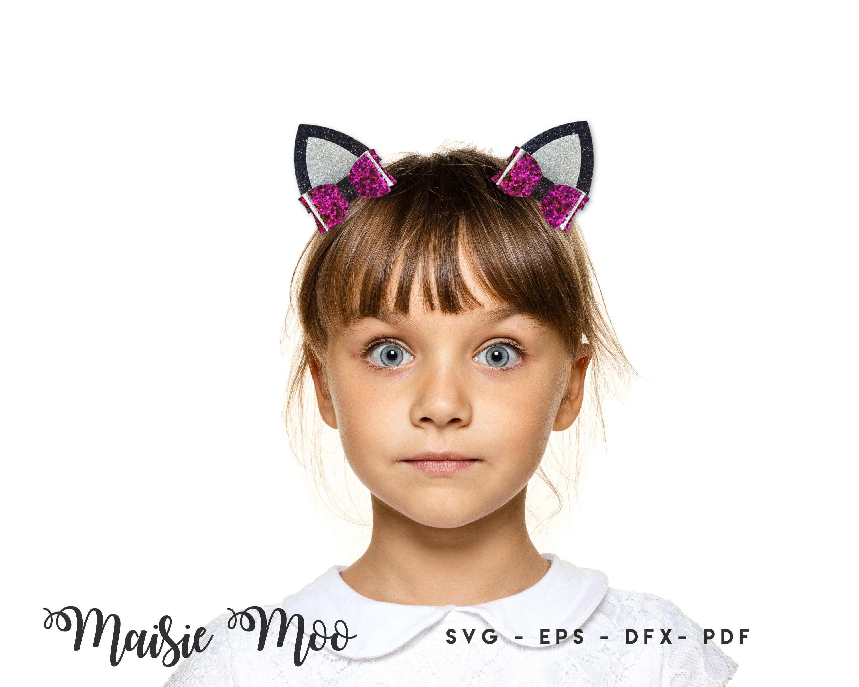 Cat Ears Bow SVG Cat Ears Hairclip Headband Template - Etsy