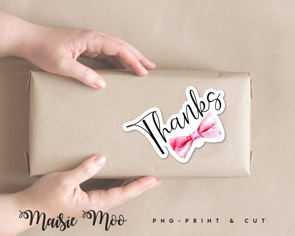 Bow Stickers PNG Thank You Happy Bow Mail Handmade With - Etsy