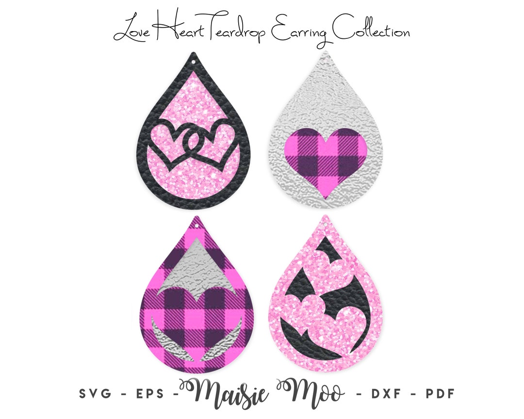 Valentine Heart Earring Templates | Love Heart Earring SVG | Cricut ...