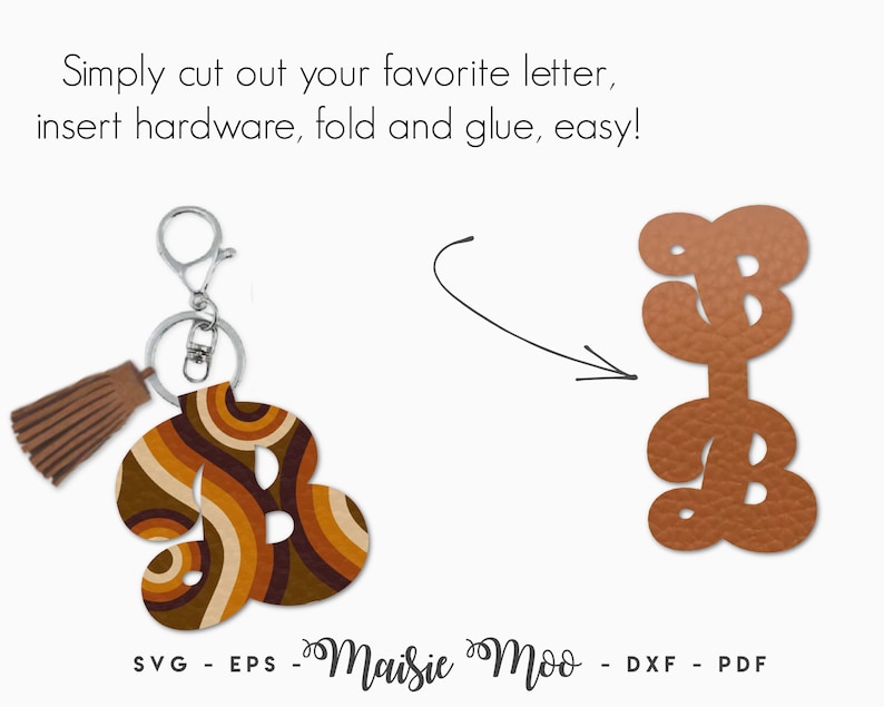 Groovy Alphabet Keychain SVG | Retro Letter Bag Charm Fob Template ...
