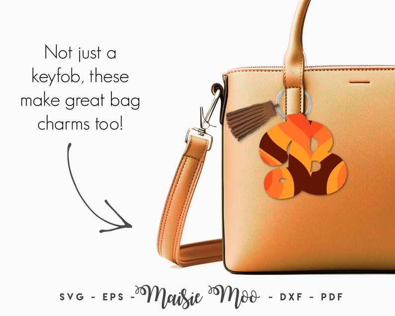 Groovy Alphabet Keychain SVG | Retro Letter Bag Charm Fob Template ...