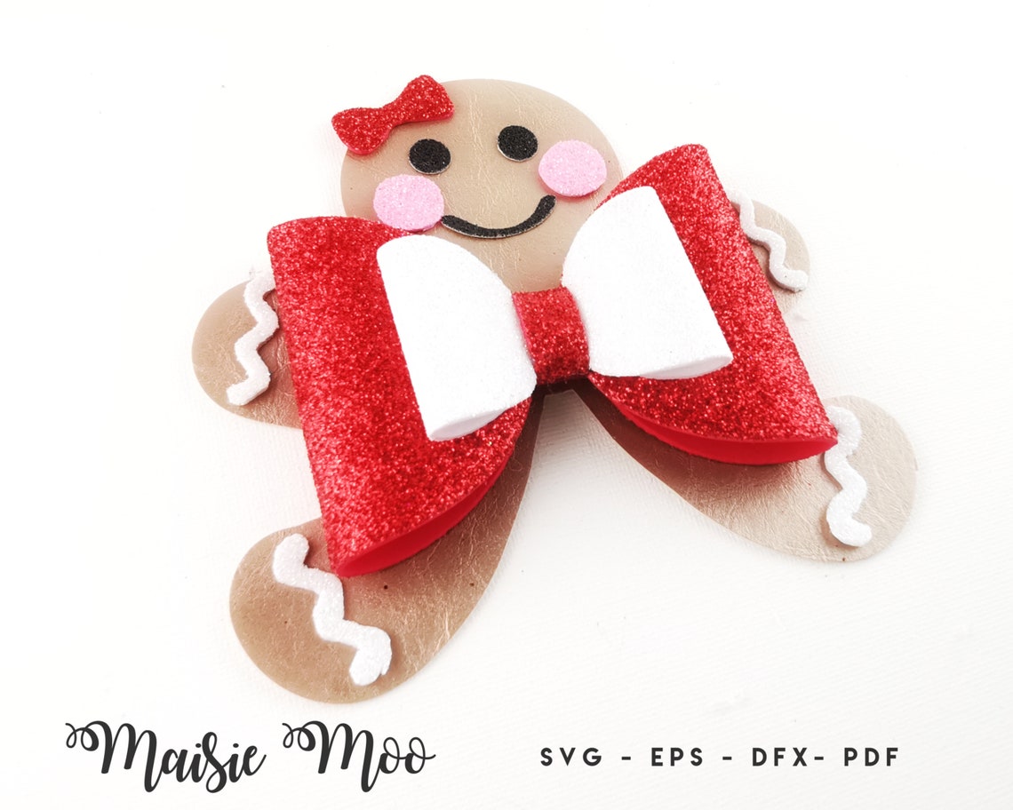 Christmas Gingerbread Bow Template Christmas Bow SVG - Etsy