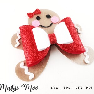 Christmas Gingerbread Bow Template, Christmas Bow SVG, Christmas SVG ...