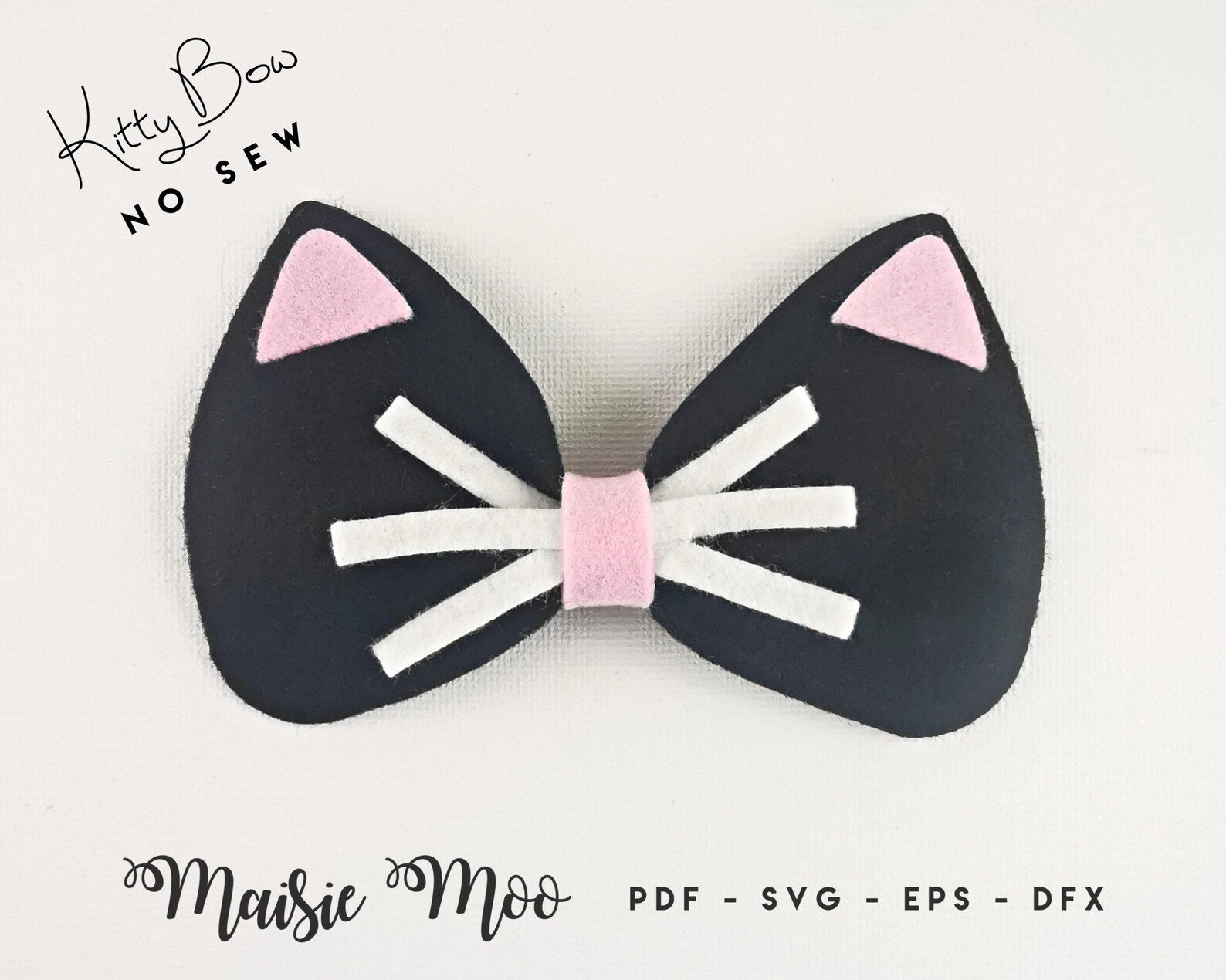 Cat Hair Bow SVG Template, Faux Leather Bow for Cricut, Cute Animal Bow ...