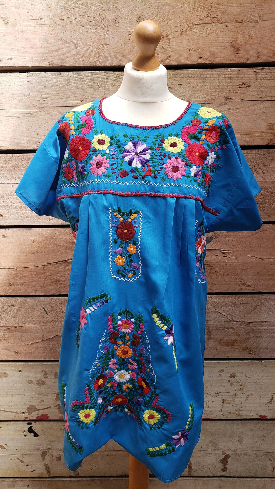 Mexican Embroidered Tunic/women Mexican Embroidered Blouse/size UK12 - Etsy