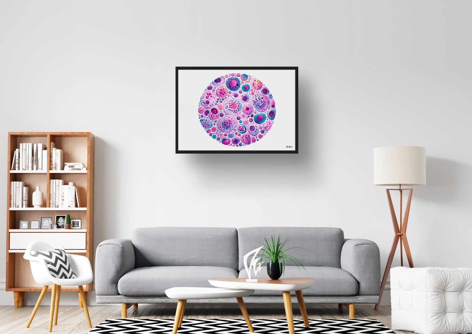 Microscope Lab Wall Art Print Watercolour Photomicrograph Organ Tissue ...