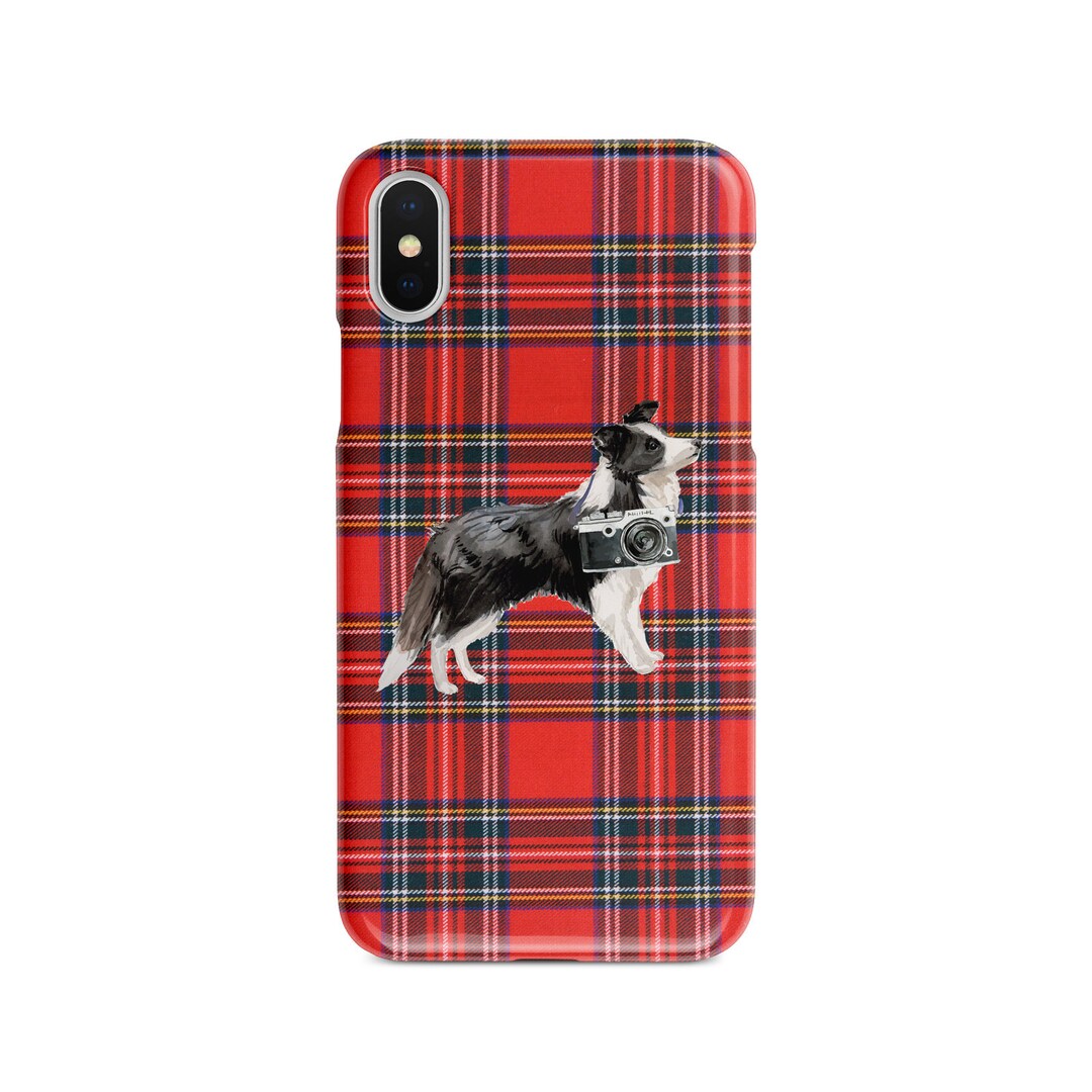 Border Collie Dog Tartan Phone Case. 11 Styles: iPhone 16 Pro Max, 15 ...