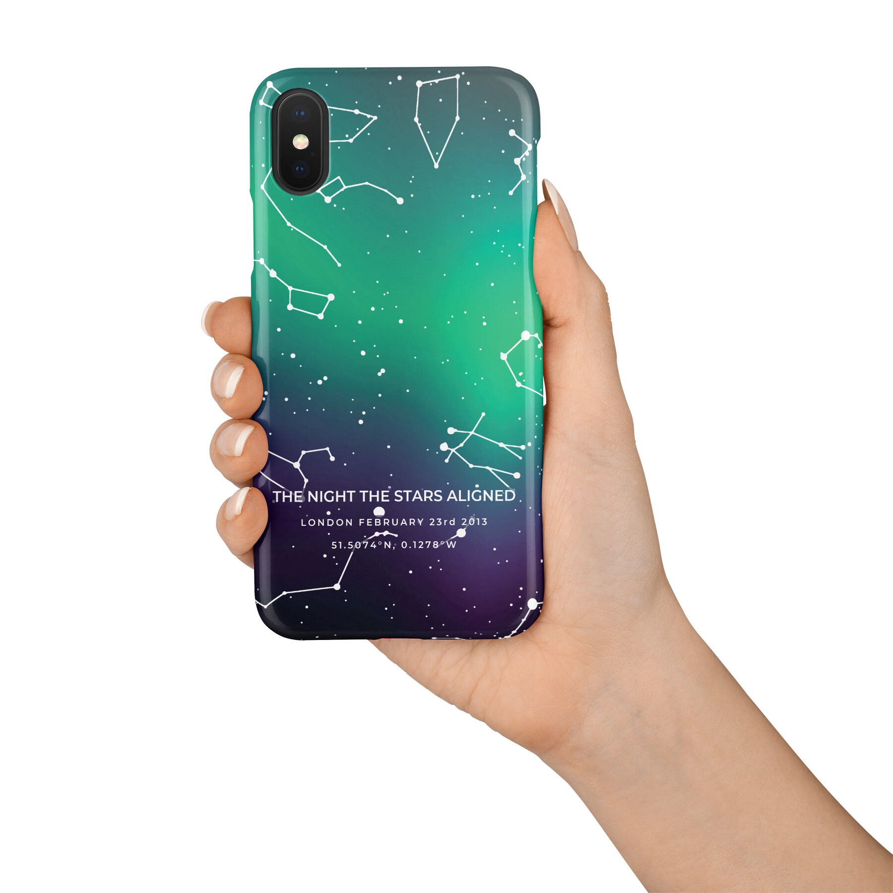 Northern Lights Galaxy Custom Starmap Phone Case. Personalized ...