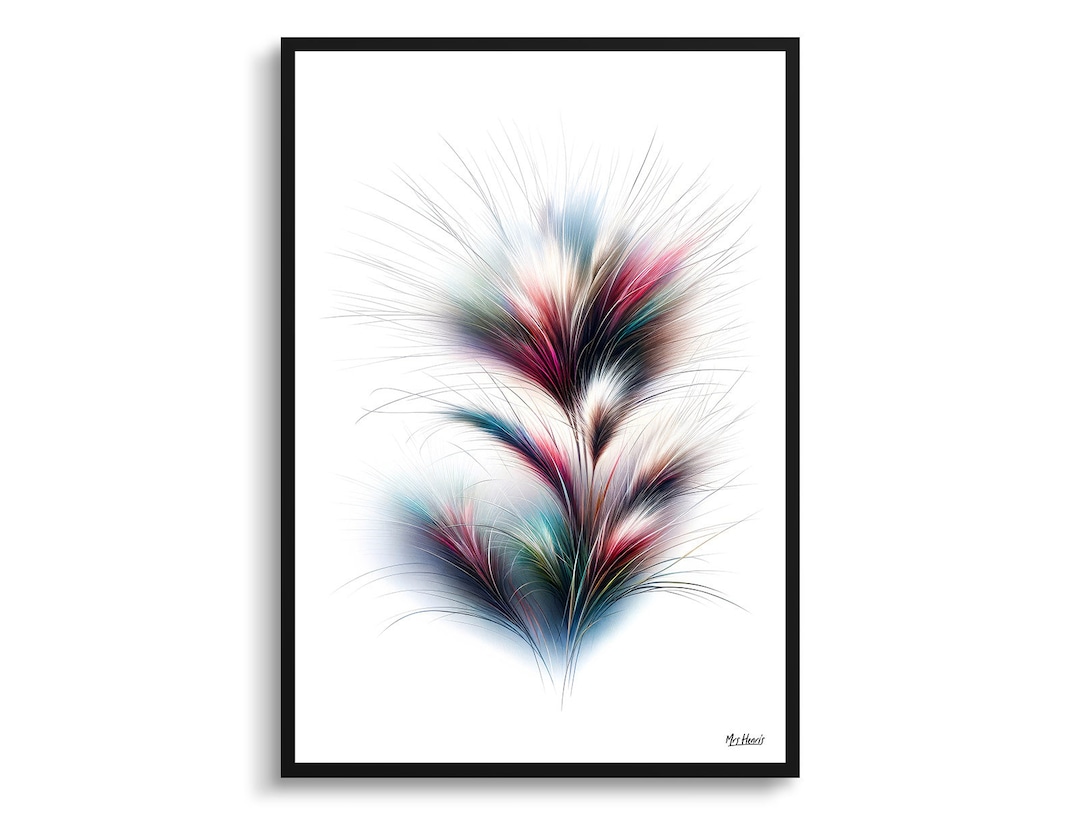 Botanical Art Stipa Ichu (jarava Ischu) Framed Plant Watercolor ...