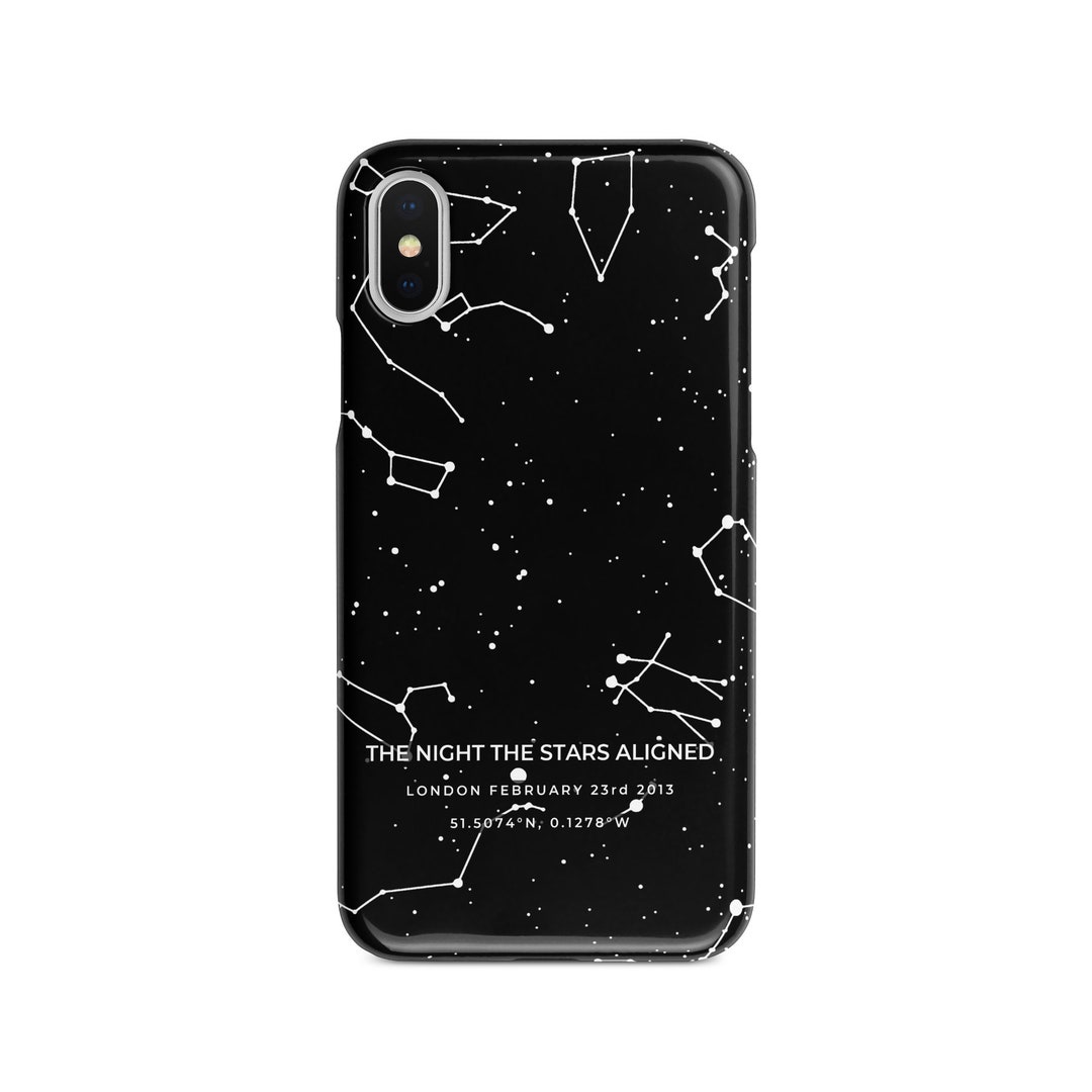 Black Custom Starmap Phone Case. Personalized Constellation Map ...